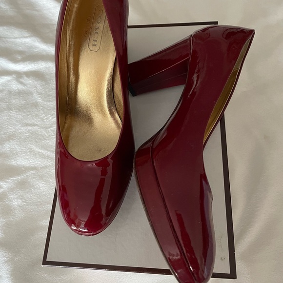 Coach | Shoes | Coach Red Patent Leather Platform Heels | Poshmark